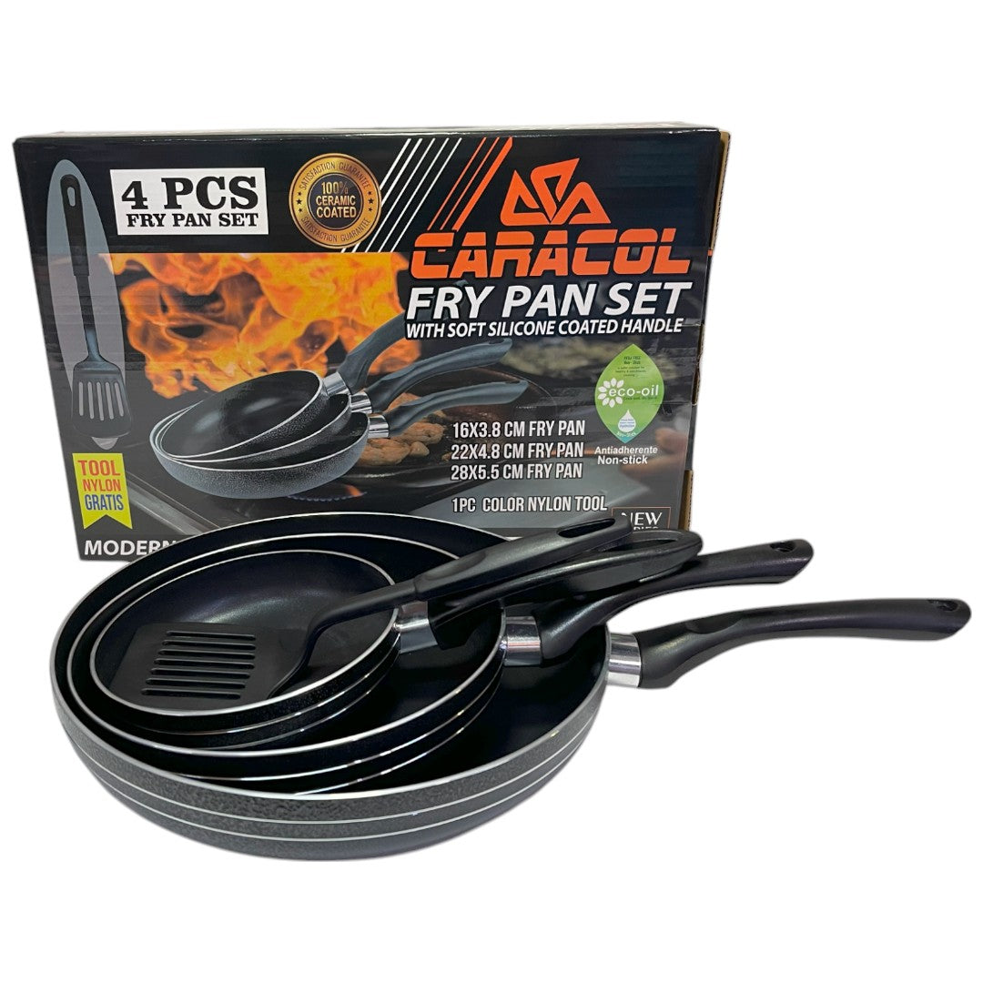 Set de 3 Sarténes de Teflón 4 Piezas con Espátula