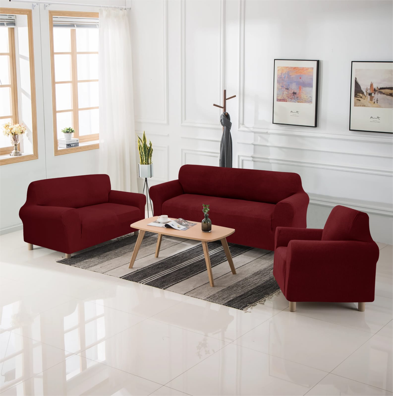 Forro Elástico para Sofá sin Vuelo | Set de 3 Piezas para Sillón y Sofás