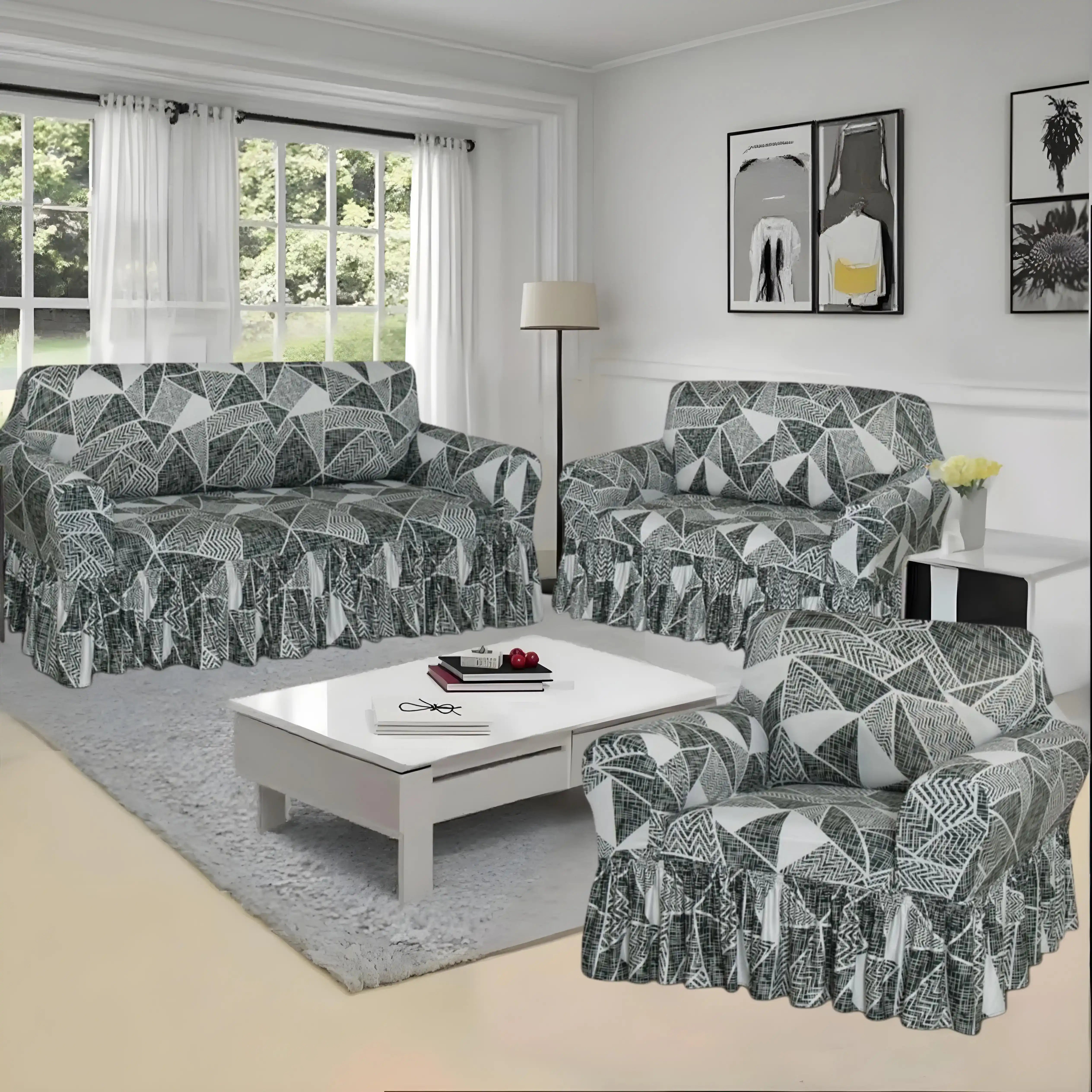 Set de Forros para Muebles para Sala 3+2+1 Asientos - Elásticos y Esta